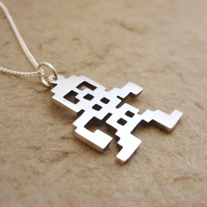 Old school Video Game Skeleton Pendant on chain – Starbright Jewellery